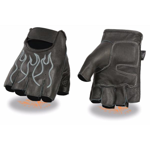 商品名:  Milwaukee MEN'S MOTORCYCLE RIDING LEATHER FINGERLESS GLOVES GREY FLAMES SOFT LEATHER (XS Regular)ブランド: Milwaukee高さ...
