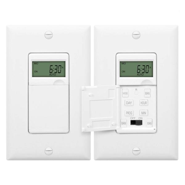 商品名: Enerlites het01-cプログラム可能なタイマースイッチデジタルタイマースイッチタイマーライト、ファン、のモーターで壁、7-day 18?on / offタイマー設定、中性線必要な、ホワイト( 2個入り) ENERLIT...