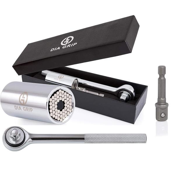 商品名: DIA-GRIP ユニバーサルソケット 3ピース ツールセット (7-19mm) ブッシングラチェットレンチセット 男性用ツールセット レンチパワードリルアダプターセット スーパーソケット プロフェッショナル修理ツール 便利なギフ...