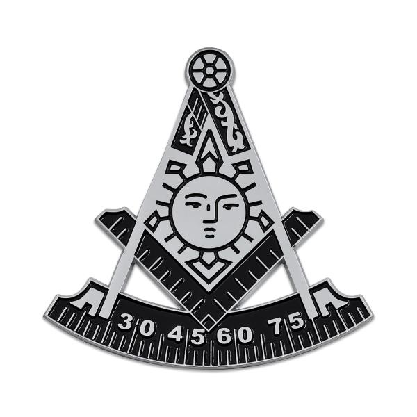 商品名: Past Master Masonic 自動車エンブレム ブラック&amp;シルバー 高さ2 3/4インチ Past Master Masonic Auto Emblem - [Black &amp; Silver][2 3/4'...
