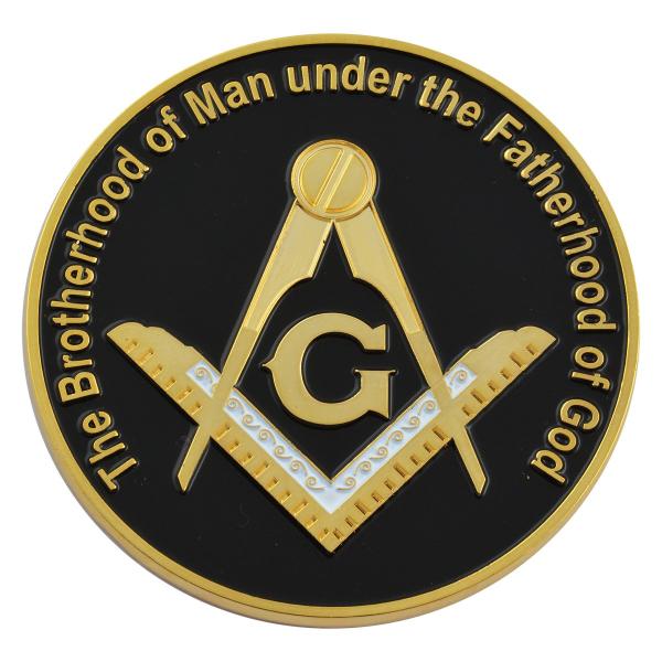 商品名: Brotherhood of Man Square &amp;コンパスラウンドブラック車オートエンブレム???3?"直径 Brotherhood of Man Fatherhood of God Square &amp; Comp...