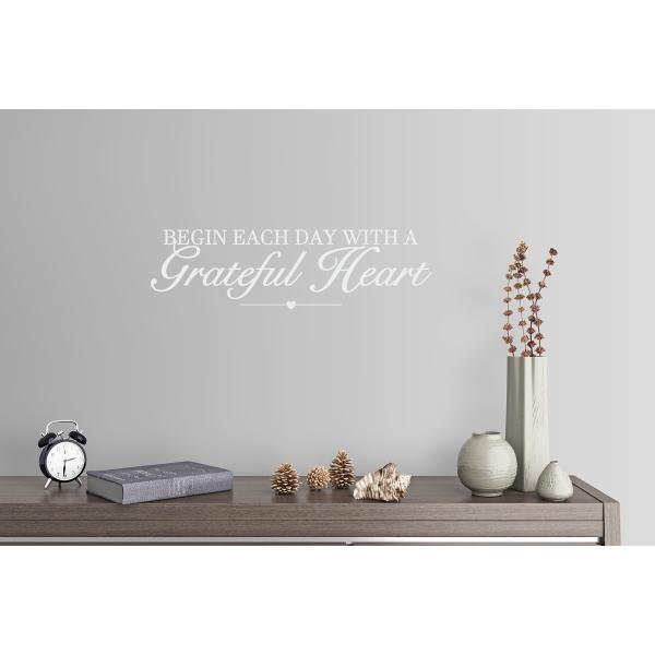 商品名:  42"x12" Begin Each Day with A Grateful Heart Blessing Blessed Thankful Wall Decal Sticker Art Mural Home Decorブランド...