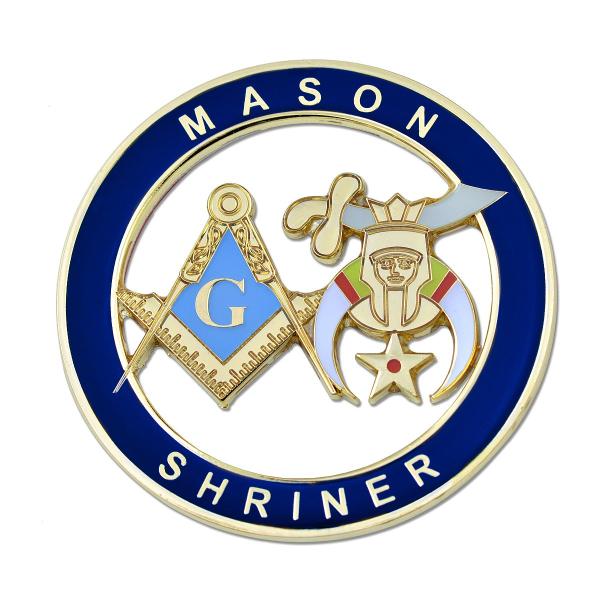 商品名: Mason Shrinerブルー車オートエンブレム???3?"直径 Mason Shriner Masonic Auto Emblem - [Blue &amp; Gold][3'' Diameter]ブランド: The Maso...
