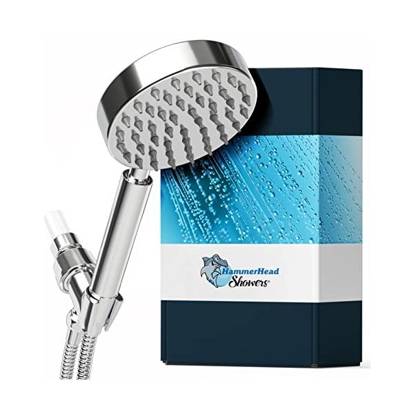 商品名: HammerHead ソリッドメタル構造 手持ちシャワーヘッド パッケージ 高圧機能 HH-HandHeld-CH ALL METAL Handheld Shower Head with Hose and Brass Holder...