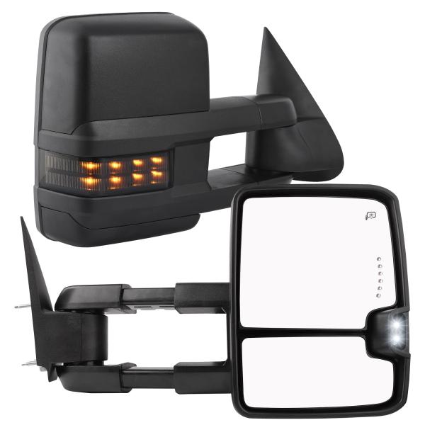 商品名: YITAMOTOR 牽引ミラー シボレー シルバラード タホ サバーバン アバランチ GMC シエラ ユーコン キャデラック エスカレード 2003-2006 電源加熱 LED シグナルランプ クリアランス ライト ブラック ペア...