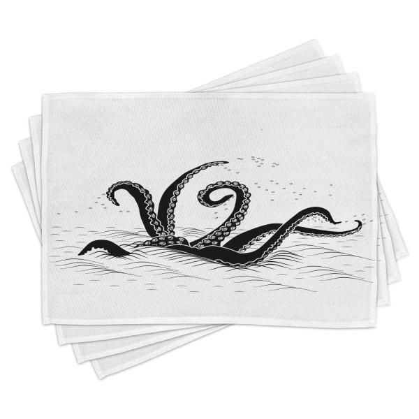 商品名:  Lunarable Octopus Place Mats Set of 4, Mythological Kraken Octopus Tentacles Monster in The Sea Illustration Nauti...