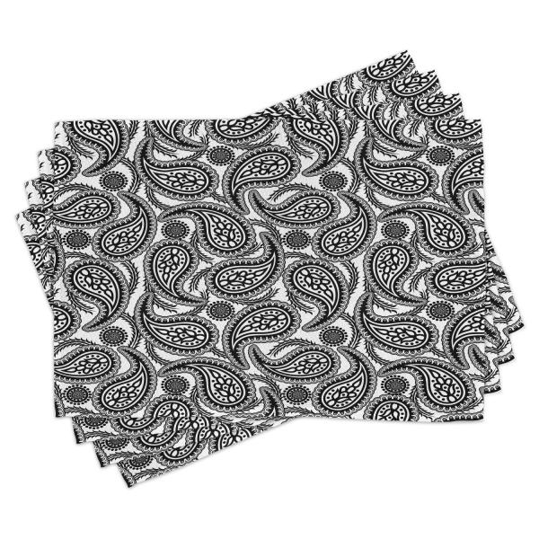 商品名:  Lunarable Paisley Place Mats Set of 4, Mandala Motif with Abstract Leaves Floral Like Design Art, Washable Fabric ...