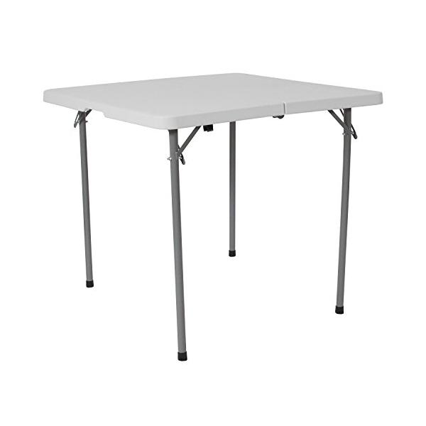 商品名: ERGONOMIC HOME 34インチ 正方形 二つ折り 花崗岩 ホワイト プラスチック 折りたたみテーブル キャリーハンドル付き Flash Furniture Kathryn 2.79-Foot Square Bi-Fold...