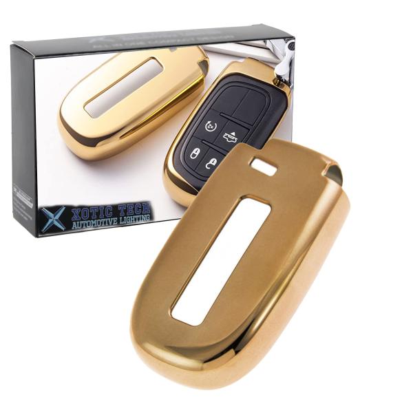 商品名: 6色リモートスマート光沢TpuソフトキーカバーキーレスFobケースホルダーfor Jeep Renegade Dodge #FO40GD Xotic Tech Gold Soft TPU Key Fob Shell Skin Co...