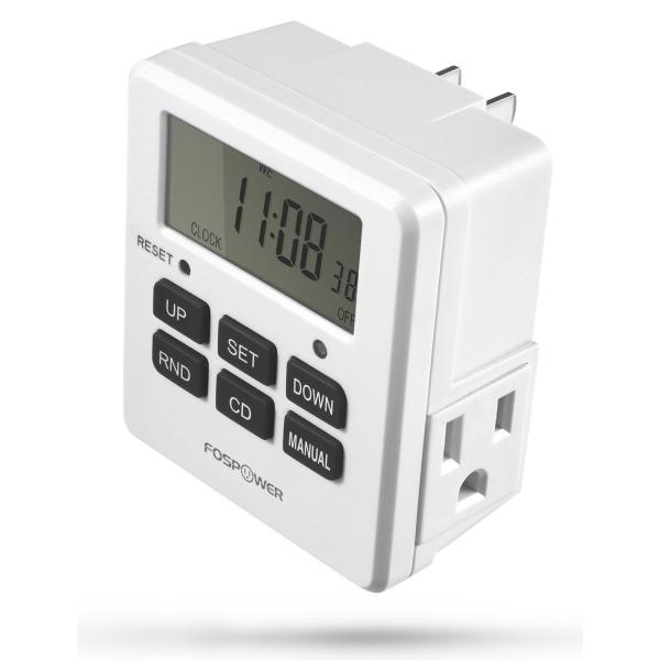 商品名:  Fospower 7 Day Programmable Digital Timer for Electrical Outlets, Indoor Plug-in Light Timer Switch, Grow Light Ti...