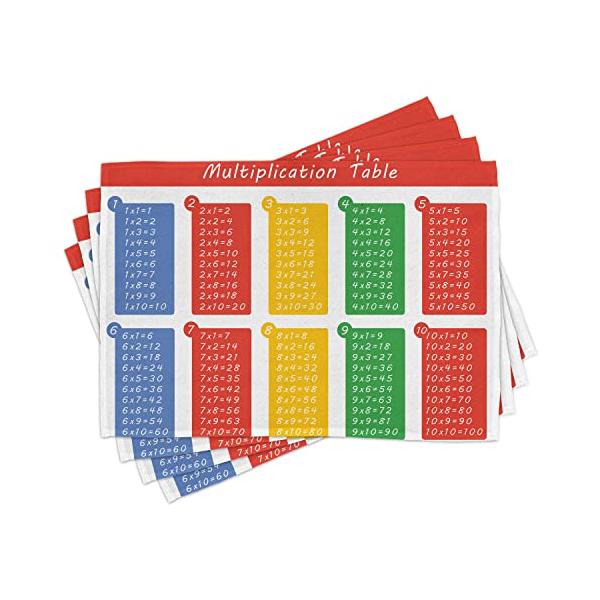 商品名:  Ambesonne Science Place Mats Set of 4, Colorful Multiplication Table Between to 0 Elementary, Washable Fabric Plac...