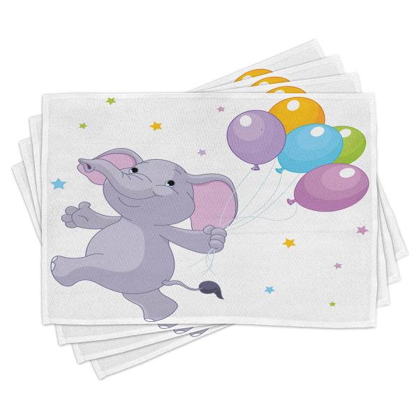 商品名:  Ambesonne Cartoon Place Mats Set of 4, Happy with Colorful Balloons and Stars Cheerful Fun, Washable Fabric Placem...