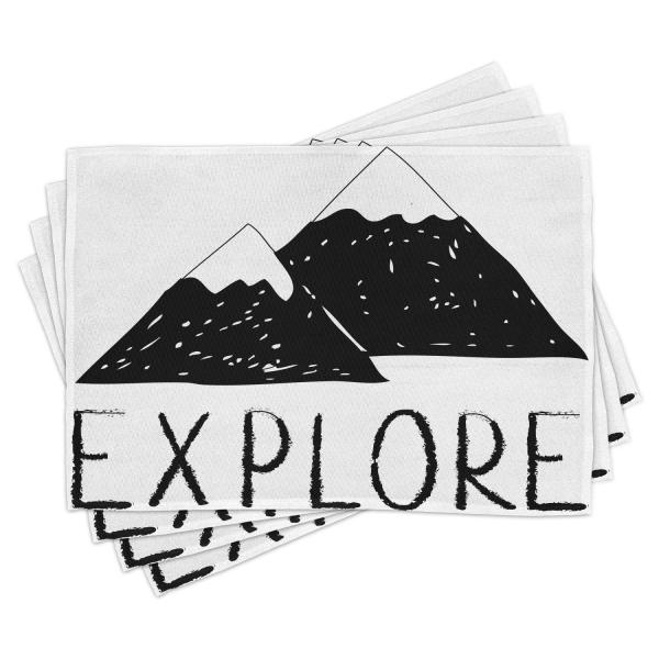 商品名:  Ambesonne Adventure Place Mats Set of 4, Explore Lettering with Wild Forest Hand Drawn Simple Mountains Nature The...