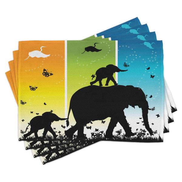 商品名:  Ambesonne Zoo Place Mats Set of 4, Colorful Nature Abstraction Butterflies Birds Rural Savannah Tricolor Design Pr...