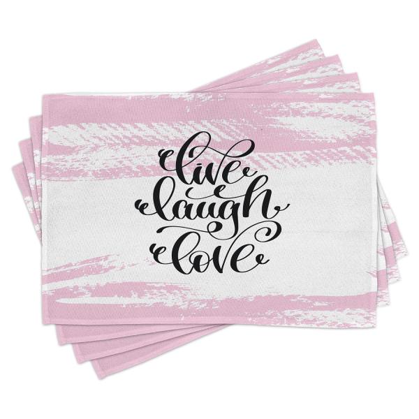 商品名:  Ambesonne Live Laugh Love Place Mats Set of 4, Abstract Pink Toned Brush Strokes Backdrop with Hand Lettering Word...