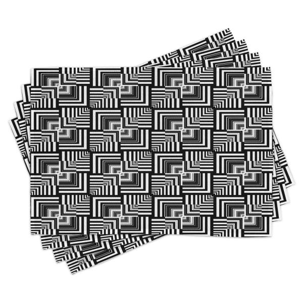 商品名:  Ambesonne Black and White Place Mats Set of 4, Geometric Op Art Pattern Unusual Checked Optical Illusion Effect Mo...