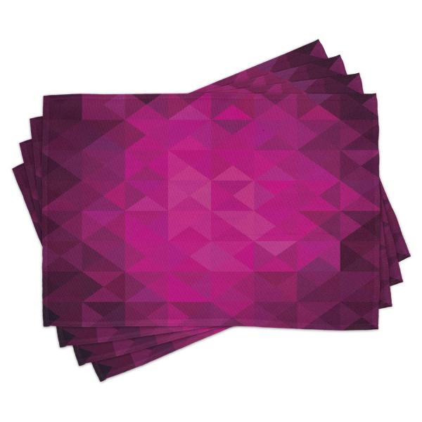 商品名:  Ambesonne Hot Pink Place Mats Set of 4, Vibrant Color Abstract Triangles Expressionism Inspired Geometrical Art, W...