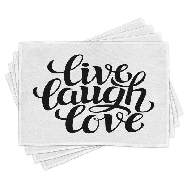 商品名:  Ambesonne Live Laugh Love Place Mats Set of 4, Simplistic Inspiration Words Minimalist Featured Typography Design,...
