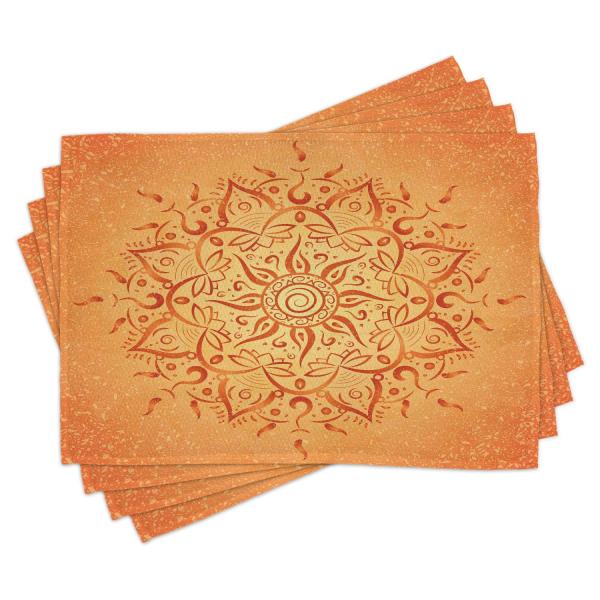 商品名:  Ambesonne Lotus Place Mats Set of 4, Sun Pattern with Ombre Effect Mandala Culture Print, Washable Fabric Placemat...