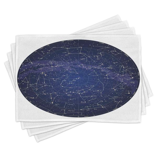 商品名:  Ambesonne Constellation Place Mats Set of 4, High Detailed Sky Map of Northern Hemisphere with Names of Stars, Was...