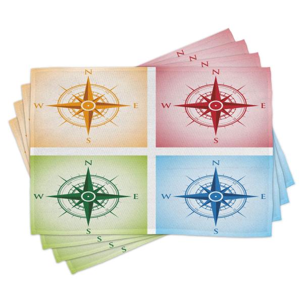 商品名:  Ambesonne Compass Place Mats Set of 4, Colorful Compasses Windrose Finding Directions Discovery Directions Pathfin...