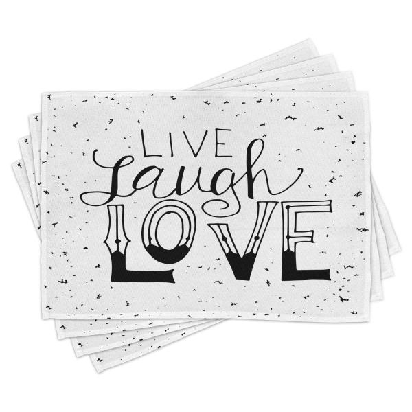 商品名:  Ambesonne Live Laugh Love Place Mats Set of 4, Words Hand Drawn Style Typographical Design Positive Hipster, Washa...