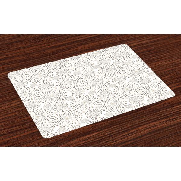 商品名:  Ambesonne Abstract Place Mats Set of 4, Geometric Composition with Circles of Different Sizes and Flower Arrangeme...