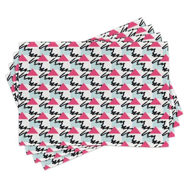 商品名:  Ambesonne Geometric Place Mats Set of 4, Squares Circles and Triangles in Colorful Design with Scribble Lines on W...