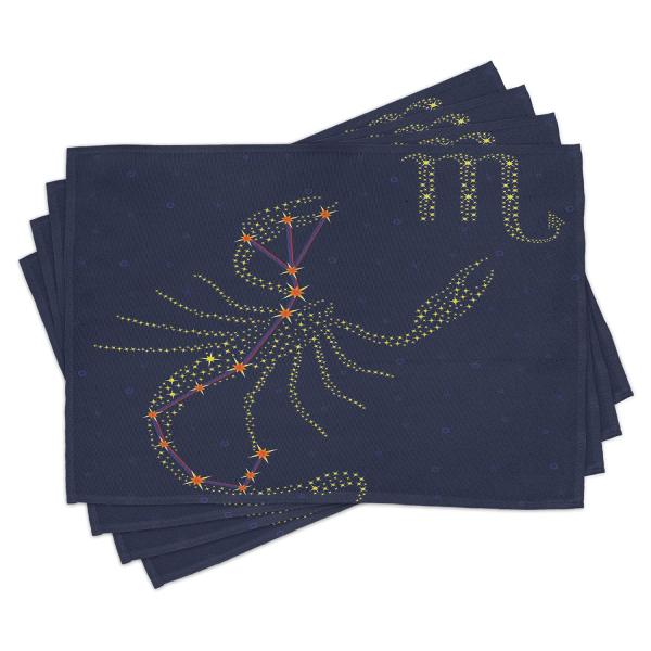商品名:  Ambesonne Zodiac Scorpio Place Mats Set of 4, Celestial Background with The Scheme of Stars in Constellation, Wash...