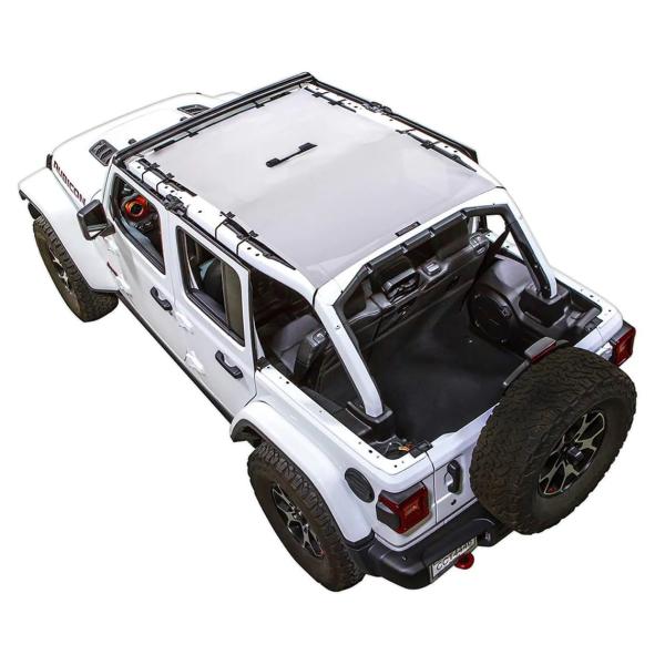 商品名: SPIDERWEBSHADE メッシュ ジープ サンシェード トップ Jeep JLU 4ドア (2018年~現在) 対応 米国製 メッシュサンシェード トップサンシェード ジープアクセサリー (ホワイト) SPIDERWEBSH...
