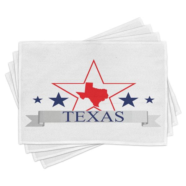 商品名:  Ambesonne Texas Star Place Mats Set of 4, San Antonio Dallas Houston Austin Map with Stars Pattern USA, Washable F...