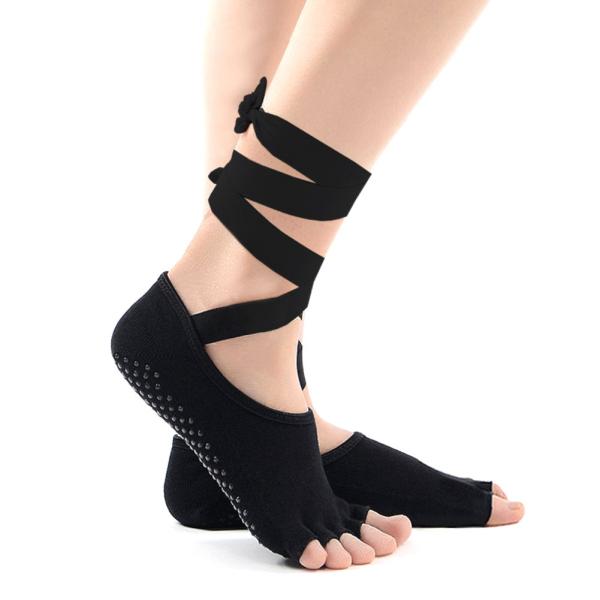 商品名: miocloth Non SlipスキッドToelessグリップヨガダンスソックスリボン女性用ガールズヨガピラティスエクササイズExercise Trainning低カットコットングリップソックスレディースガールズ One Siz...