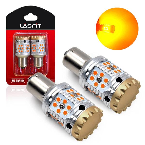 商品名: LASFIT 1156 BA15S P21W 7506 LED ウィンカー ライト 点滅 CANBUS アンチハイパーフラッシュ付き 負荷抵抗不要 2020 アップグレード インテリジェント温度制御バージョン - アンバーイエロー...