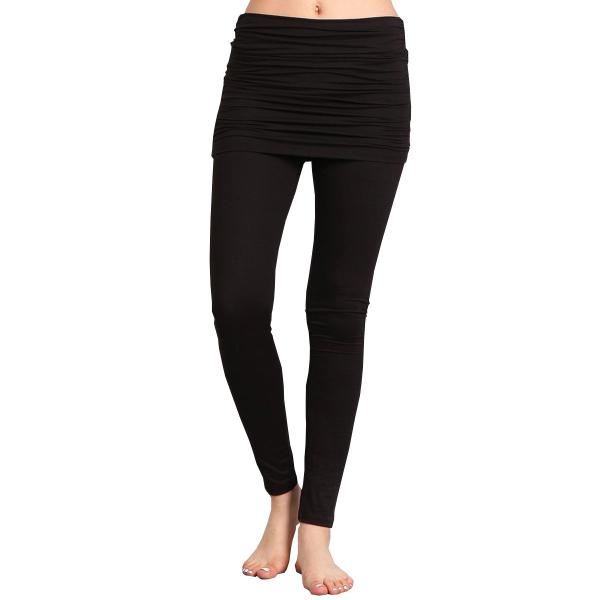 商品名: HEYHUN PANTS レディース US サイズ: Medium カラー: ブラック HEYHUN Womens Athleisure Ultra Soft Knit Foldover Ruched Skirted Yoga L...