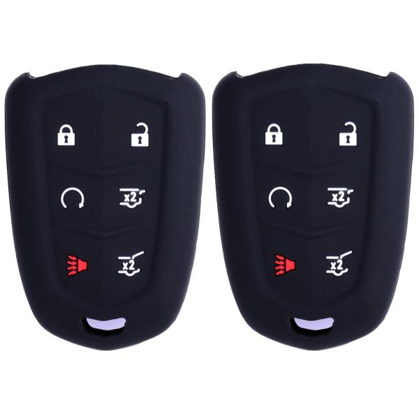 商品名: WERFDSR シリコーン キー フォブ スキン キーカバー キーレス エントリー リモートケース プロテクター シェル 2015 2016 2017 キャデラック ESCALADE ESV FCC 6ボタンスマートリモート用 ブ...