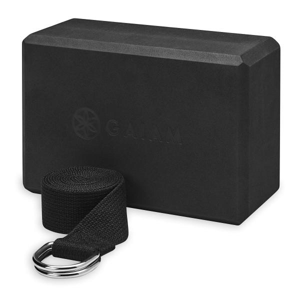 商品名: ガイアムヨガブロック+ヨガストラップセット、ブラック Gaiam Yoga Block &amp; Yoga Strap Combo Set - Yoga Block with Strap, Pilates &amp; Yoga ...