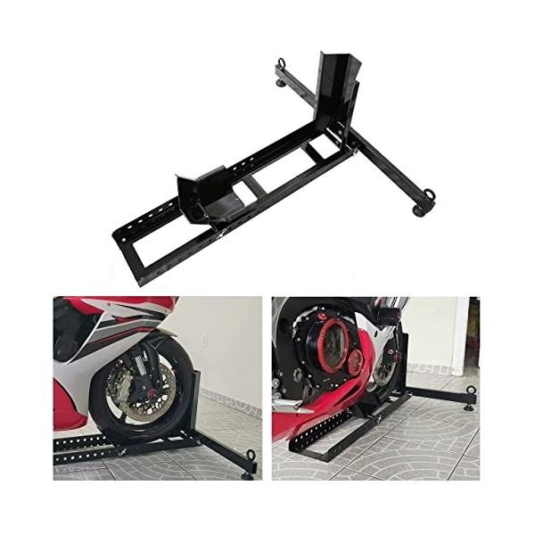 商品名: 7BLACKSMITHS 調節可能 オートバイスタンド 車輪止め 直立型 耐荷重1800ポンド 高耐久 オートバイ 車輪止め 7BLACKSMITHS Adjustable Motorcycle Stand Wheel Chock...