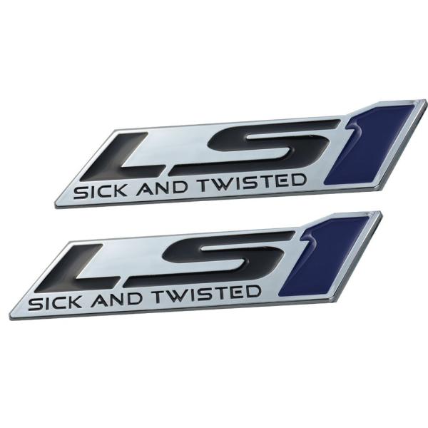商品名: aimoll ls1?Sick and Twistedエンジンエンブレムバッジ、for GM ChevyシボレーSilveradoペアクロム。 ブルー QP0513#2-FBA-liu Aimoll LS1 Sick AND TW...