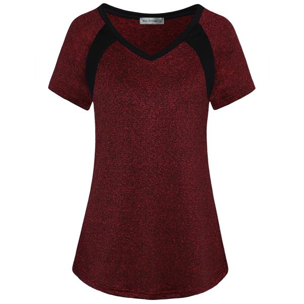 商品名: Miss Fortune SHIRT レディース US サイズ: Medium カラー: レッド MISS FORTUNE Activewear Yoga Tops Women, Sports Running v Neck Shi...