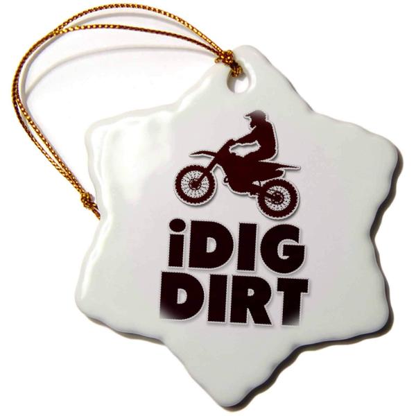商品名: 3dローズDoreen Erhardtスポーツおよび趣味???I Dig汚れSporty Faux Leather Look Dirt Bike Motorcycleテーマ???Ornaments 3 inch Snowflake...
