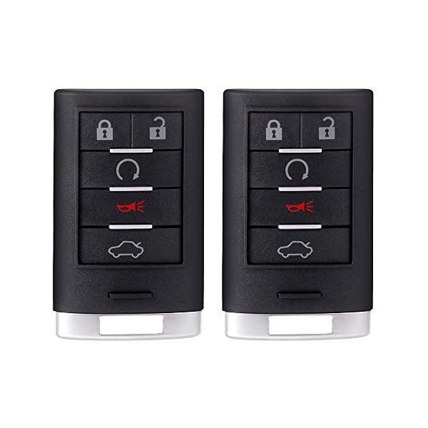 商品名: ECCPP 交換用 キーレスエントリー リモートコントロール カーキーフォブ シェルケース キャデラック CTS/STS (2個パック) ECCPP 2X Replacement fit for 5 Button Uncut Ke...