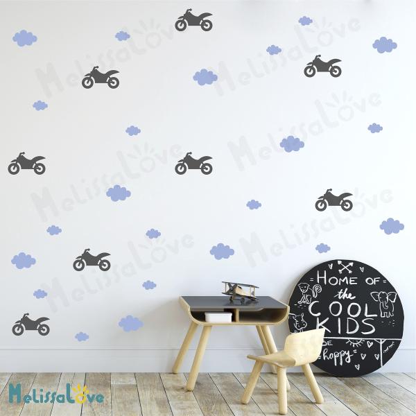 商品名: Melissalove 105個パック クールなオートバイと雲の壁装飾ステッカー 子供部屋 男の子 寝室 壁デカール DIY 保育園ステッカー JW576 Melissalove 105pcs/pack Cool Motorcyc...