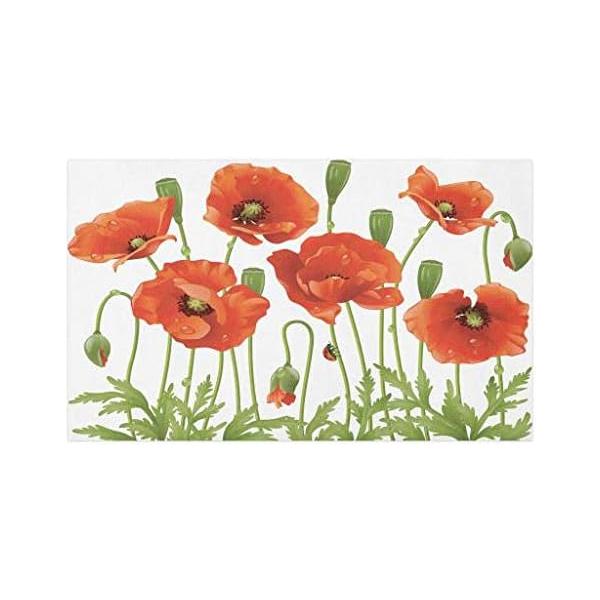 商品名Lunarable Flower Doormat, Spring Wild Flower Poppy Ladybug Leaf Springtime Garden Nature Backyard Print, Decorative P...