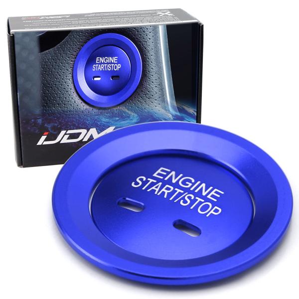 商品名: iJDMTOY ブルーキーレスエンジンプッシュスタートボタン&amp;周囲リング キャデラックシボレーGMCなどに対応 アルミリング/カバー2点セット iJDMTOY Blue Keyless Engine Push Start ...