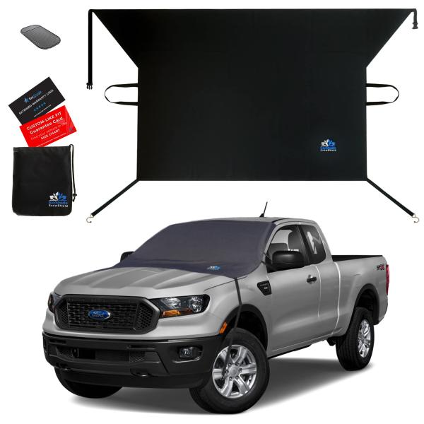 商品名: EzyShade フロントガラス用雪カバー + ボーナスアイテムあなたの車のサイズチャートを参照してください。車、トラック、SUV用の車のフロントガラスカバー、厚いオートウィンタープロテクターは氷、霜、雪を寄せ付けません。最大(L...