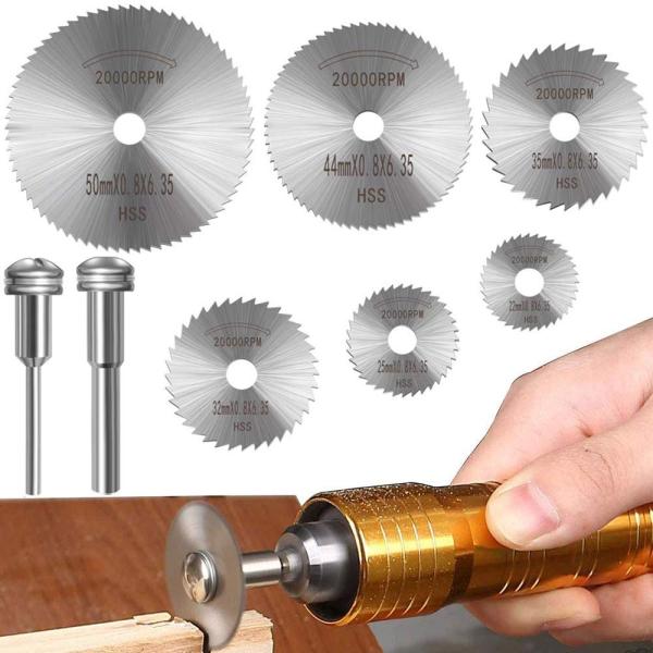 商品名8Pcs Rotary Drill Saw Blades, Steel Saw Disc Wheel Cutting Blades with 1/8"" Straight Shank Mandrel for Dremel Fordom...