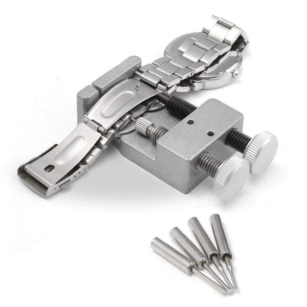 商品名: メタルウォッチバンド ストラップ リンクピンリムーバー 取り外し修理ツールキット 時計職人用 予備ピン4個付き Metal Watch Band Strap Link Pin Remover Remove Repair Tool ...