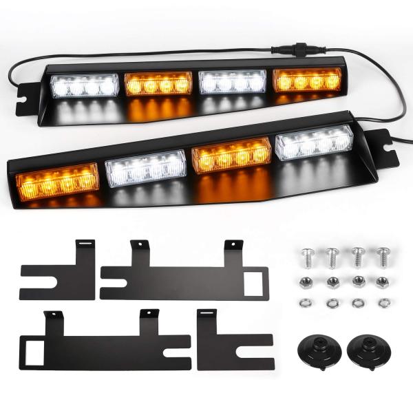 商品名:  ASPL 32LED Visor Lights 26 Flash Patterns Windshield Emergency Hazard Warning Strobe Beacon Split Mount Deck Dash ...