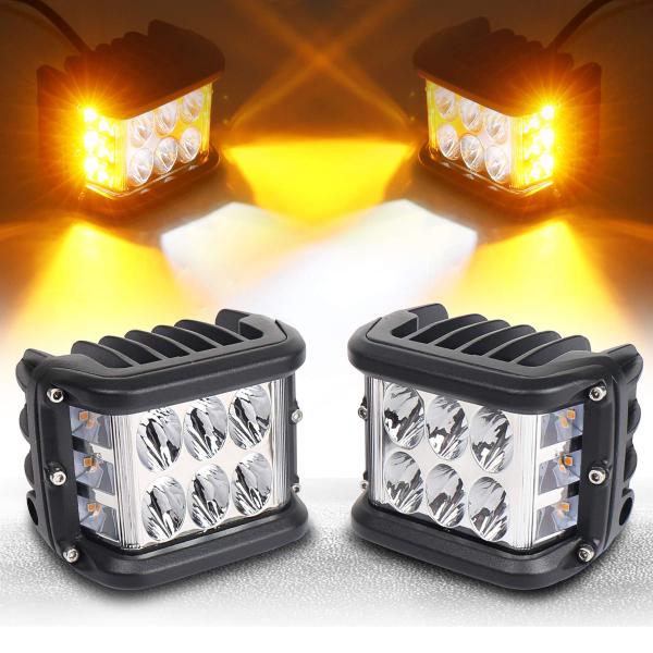 商品名:  Side Shooter, OVOTOR LED Pods Light 4 inch Off Road Dual Side Yellow DRL with Flash Strobe Function Driving Flood ...