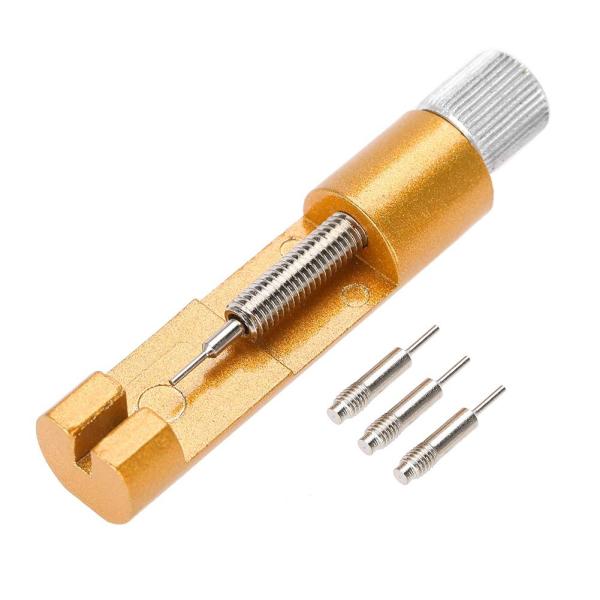 商品名[Salmue] 時計バンドリンクピンリムーバーツール、メタルブレスレットストラップピン取り外し装置、時計バンドストラップリンクピンアジャスターリムーバブル調整可能な修理ツールアクセサリーキット3本の予備のピン（黄色）付きSalmue...